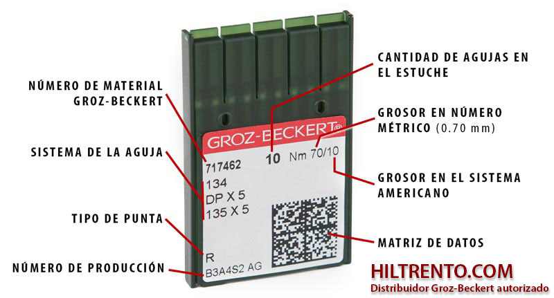 Aguja Groz-Beckert 134-35 120/19 Punta R - Pack 10 uds